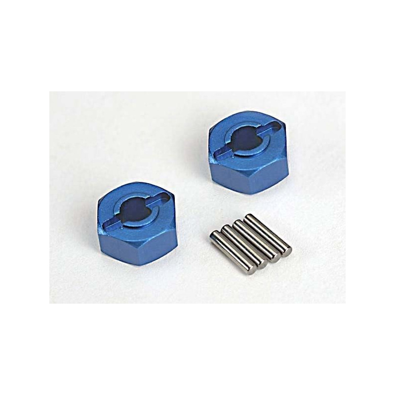 Traxxas 1654X Hjulnav i blå aluminium inkl. axelstift 12mm 2 st
