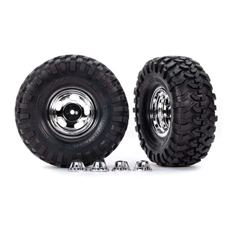 Traxxas 8159X Däck/Fälg 2,2" Canyon Trail Krom med Navkapslar Till ...